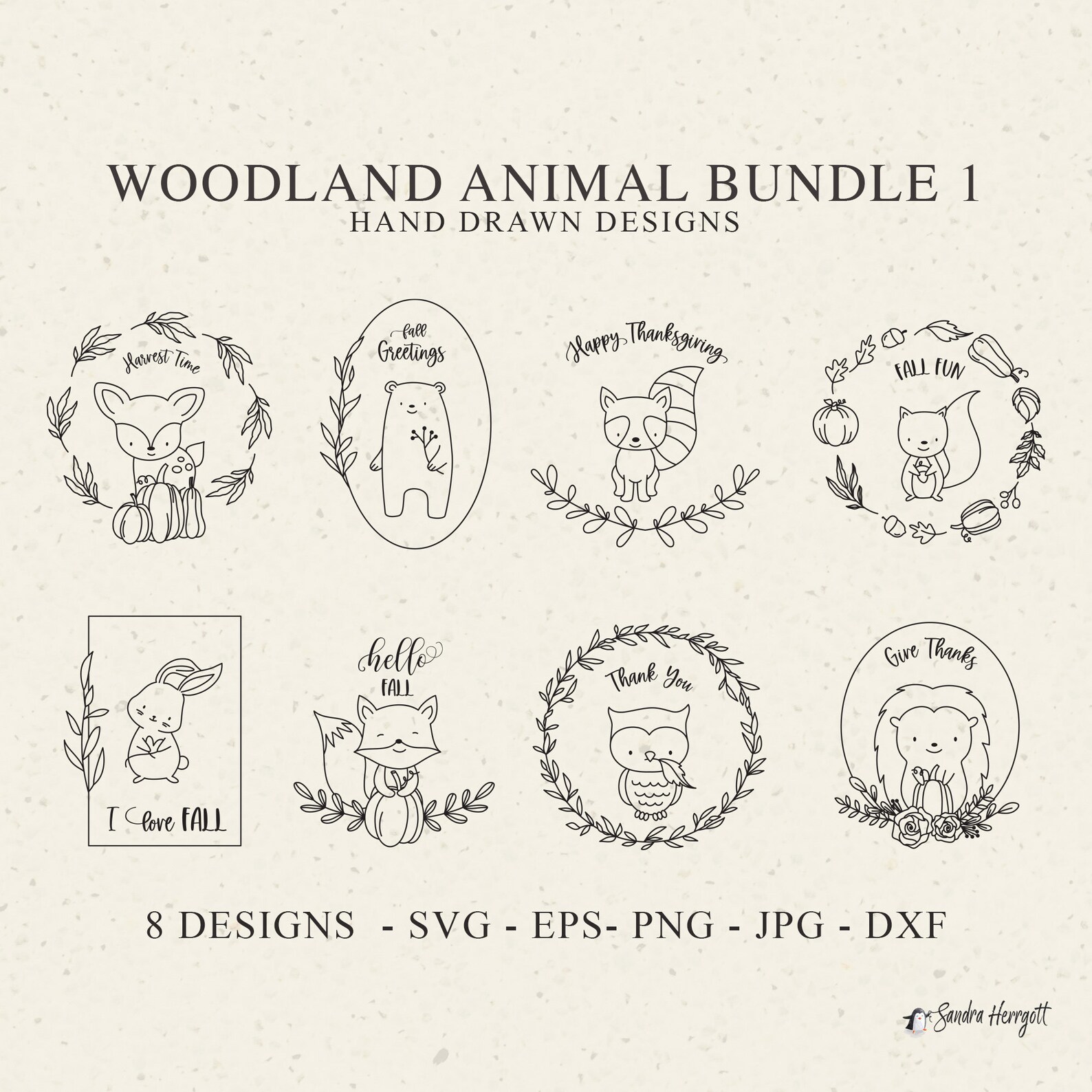 Woodland Animal Plotter File Svg Dxf Png Jpg Eps Forest Baby - Etsy