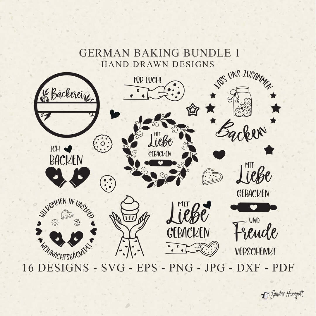 GERMAN Baking Plotter File Svg Dxf Png Jpg Pdf Cooking Cricut Cupcake ...