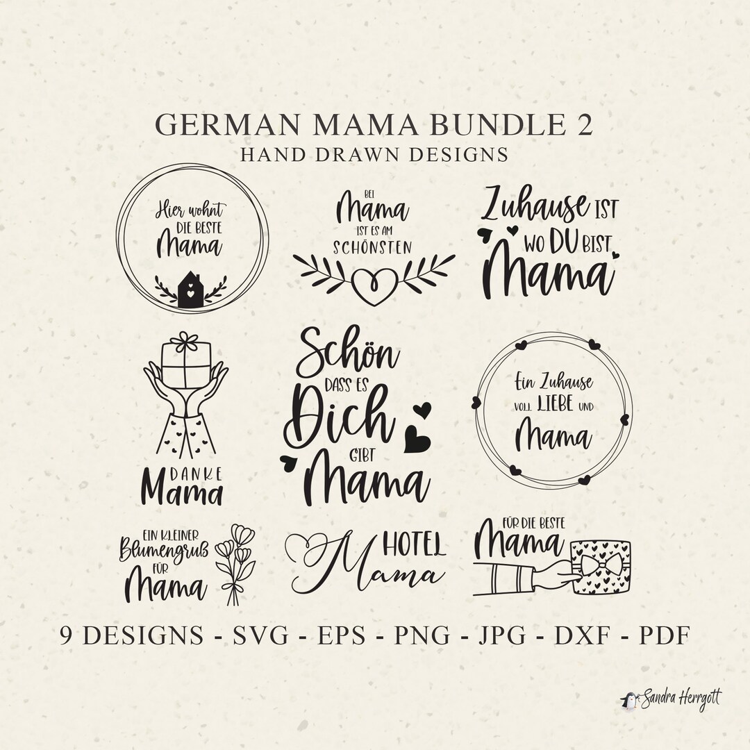German Mama Plotter File Svg Dxf Png Jpg Pdf Eps Flower Greeting Cricut ...