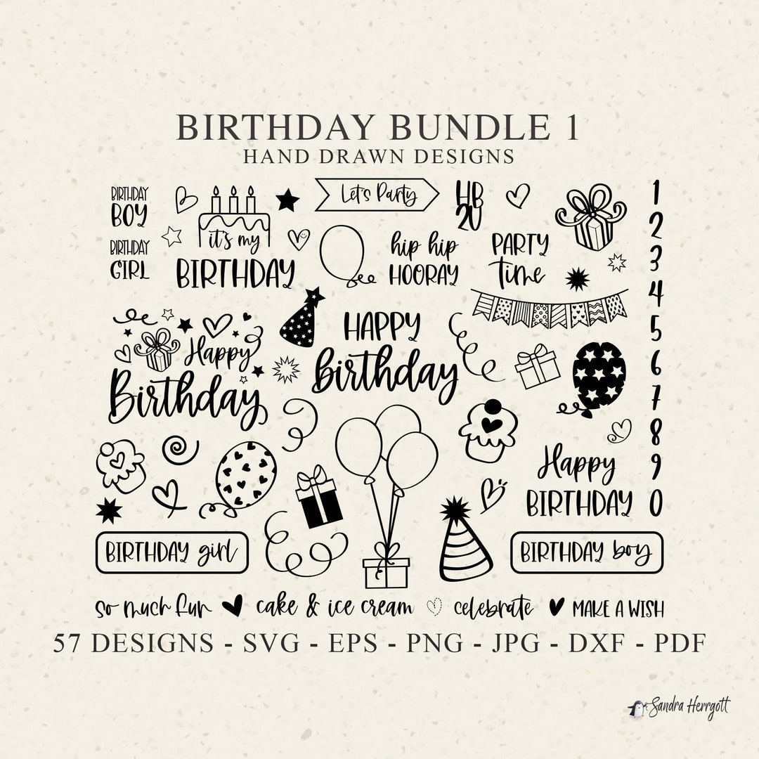 Birthday Svg Bundle 1, Happy Birthday Svg, Birthday Cut Files, Birthday ...