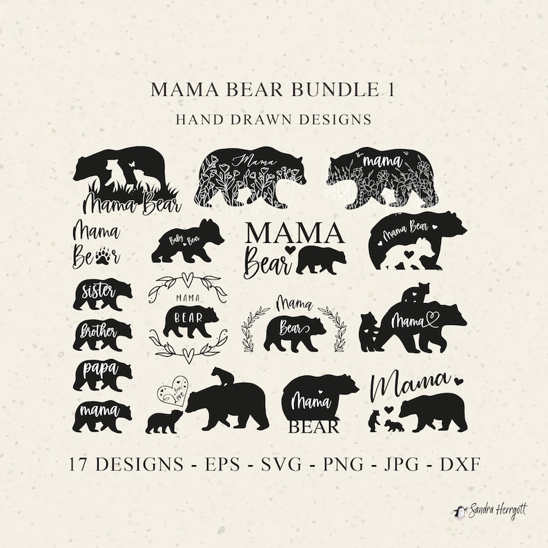 Mama Bear Plotter File Svg Dxf Png Eps Jpg Forest Animal Cricut ...