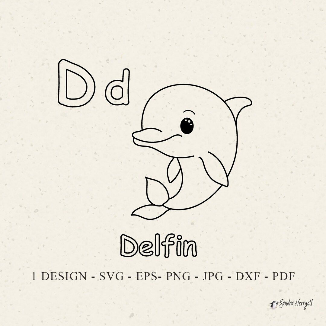 GERMAN Dolphin ABC Plotter File Svg Dxf Png Jpg Pdf Cute Animal Cricut ...