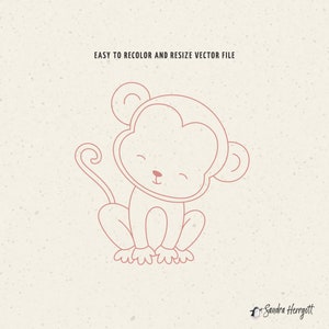 Monkey Plotter File Svg Dxf Png Jpg Pdf Eps Safari Cricut Baby Animal ...