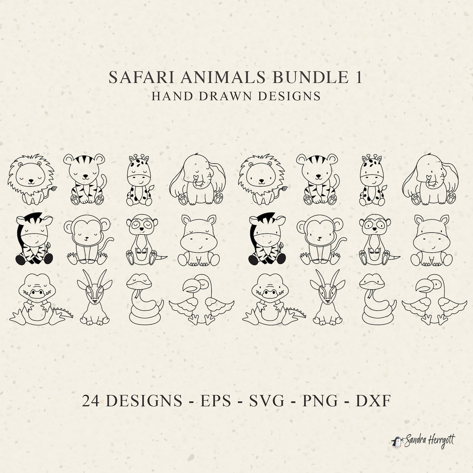 Jungle Animal Plotter File SVG DXF Png Eps Safari Set Cute | Etsy