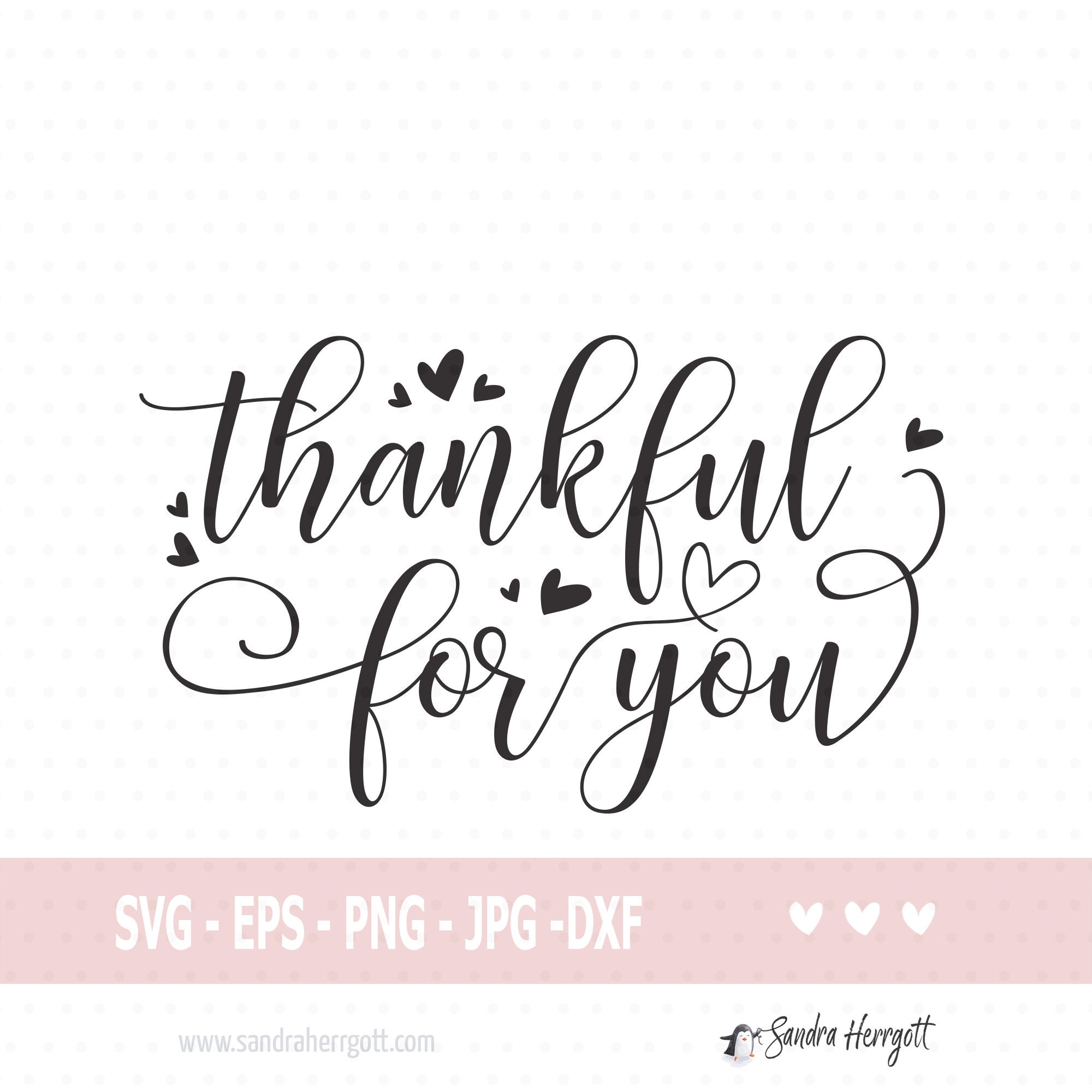 Thankful for You Svg Cut File Heart Flourish Svg Sweet Heart - Etsy