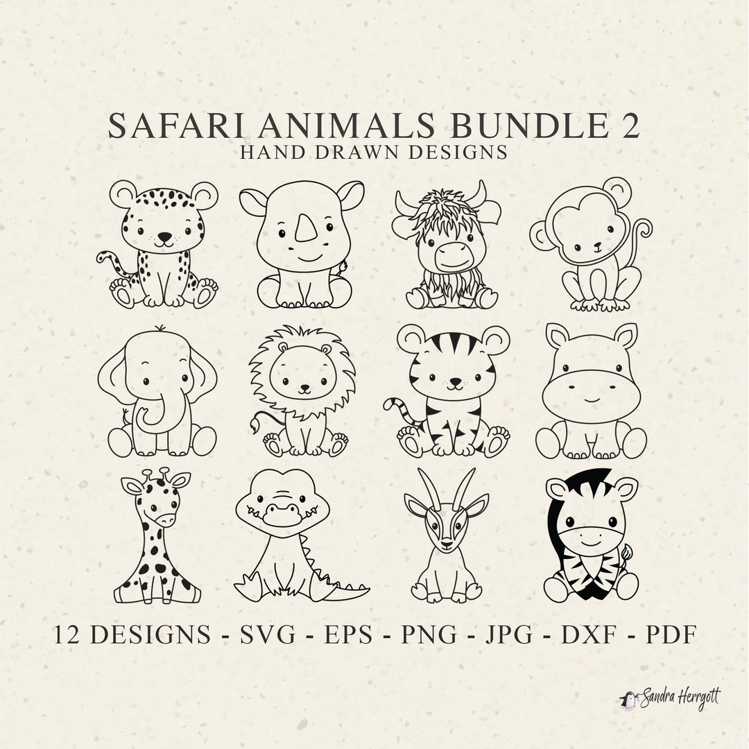 Safari Animal Plotter File Svg Dxf Png Pdf Jungle Cricut Tiger ...