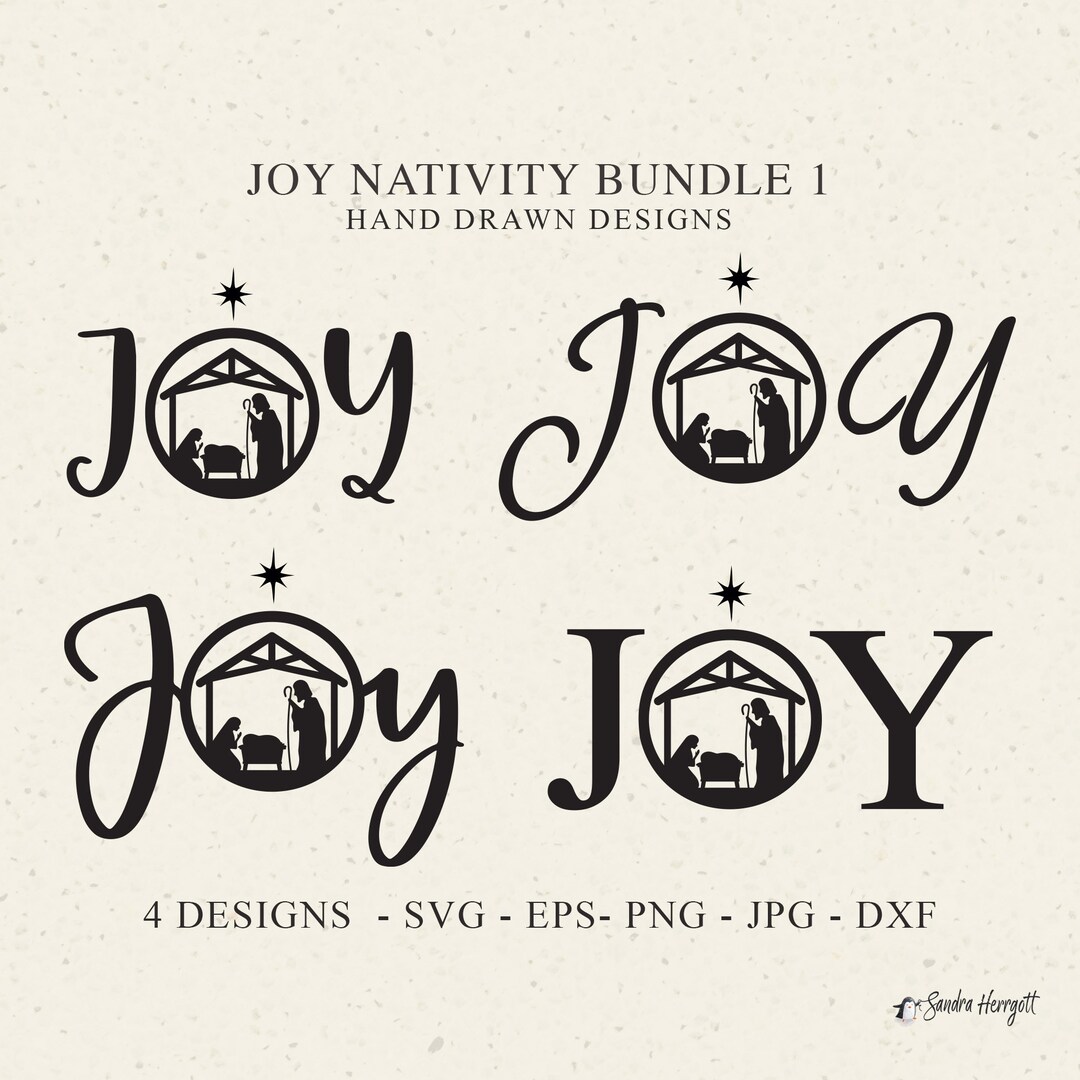 Joy Nativity Plotter File Svg Dxf Png Eps Jpg Baby Jesus Cricut Mary ...