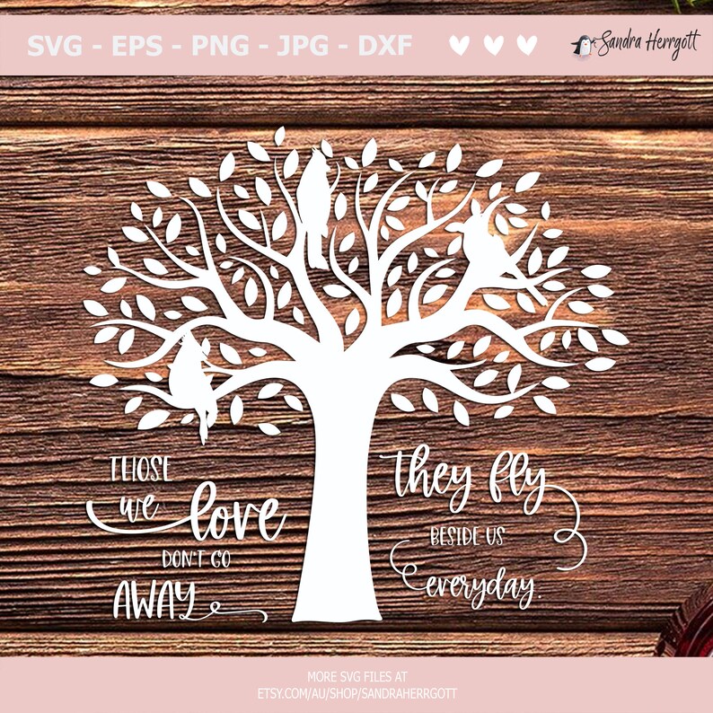 Cardinal Tree Memorial Quote Plotter File Svg Dxf Png Jpg Bird - Etsy