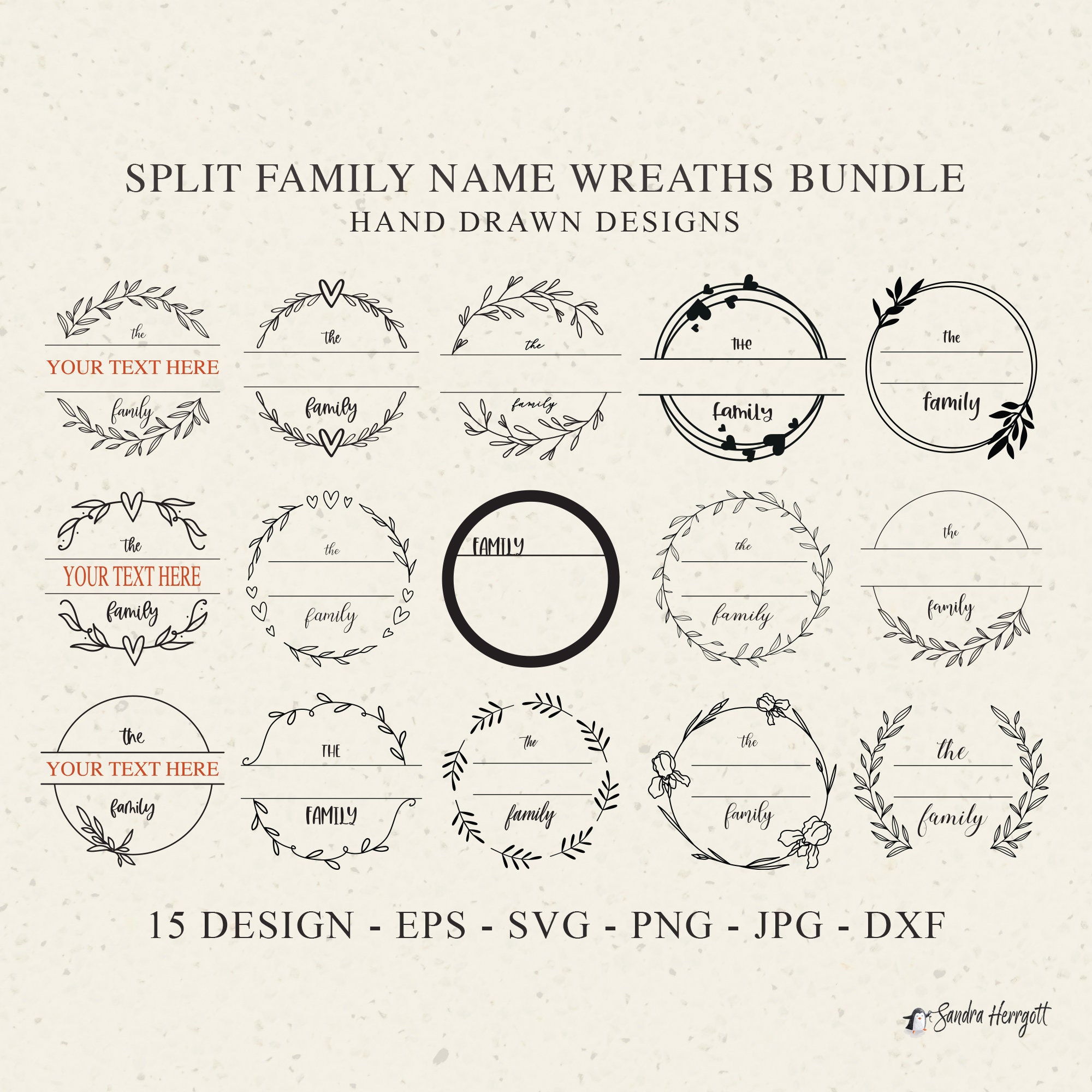 Split Family Name Monogram Plotter File SVG DXF PNG Farm House - Etsy