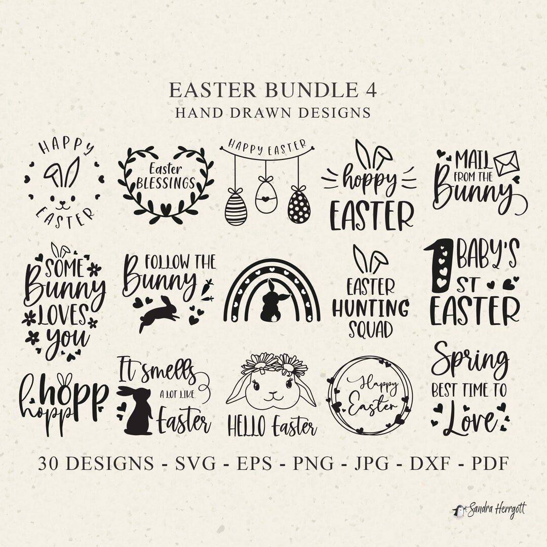Easter Plotter File Svg Dxf Png Eps Jpg Pdf Spring Bunny Cricut Rabbit Ear Egg Silhouette Vinyl ...