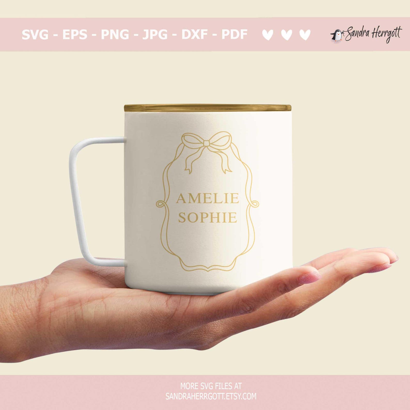 Ribbon Frame Plotter File Svg Dxf Png Jpg Pdf Eps Coquette Bow Cricut ...