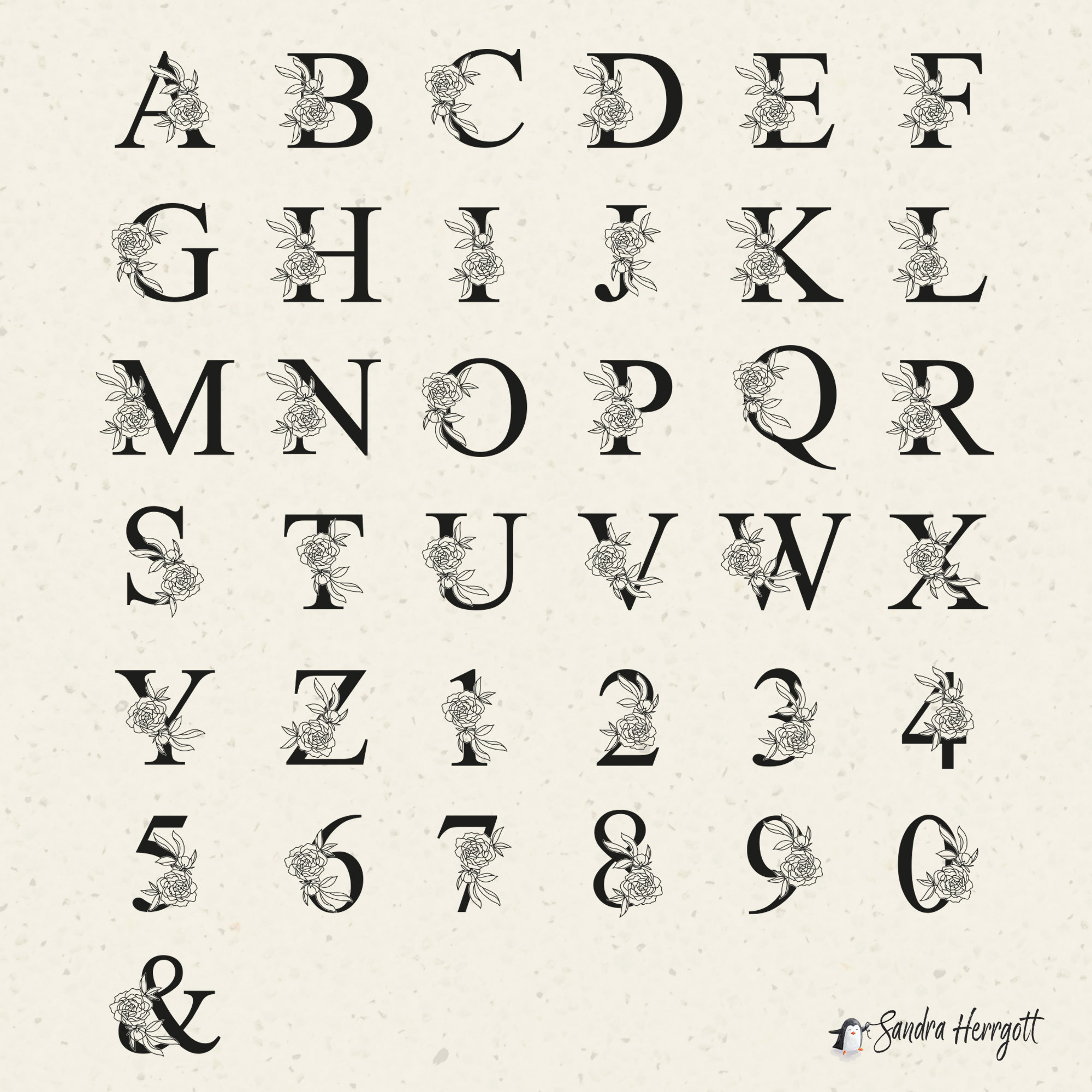 Peony Alphabet Plotter File Svg Dxf Eps Png Jpg Letter & - Etsy