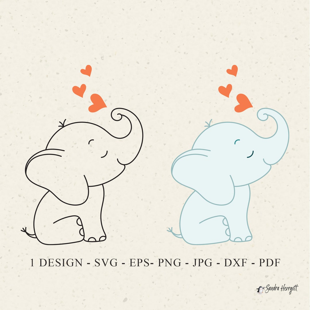 Elephant Heart Plotter File Svg Dxf Png Jpg Pdf Safari Cricut Animal ...