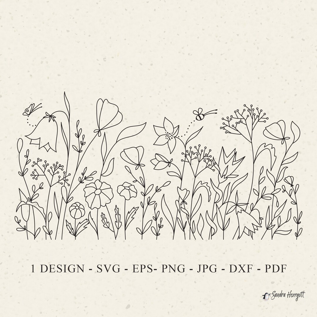 Wildflower Meadow Plotter File Svg Dxf Eps Png Jpg Pdf Floral Cricut ...