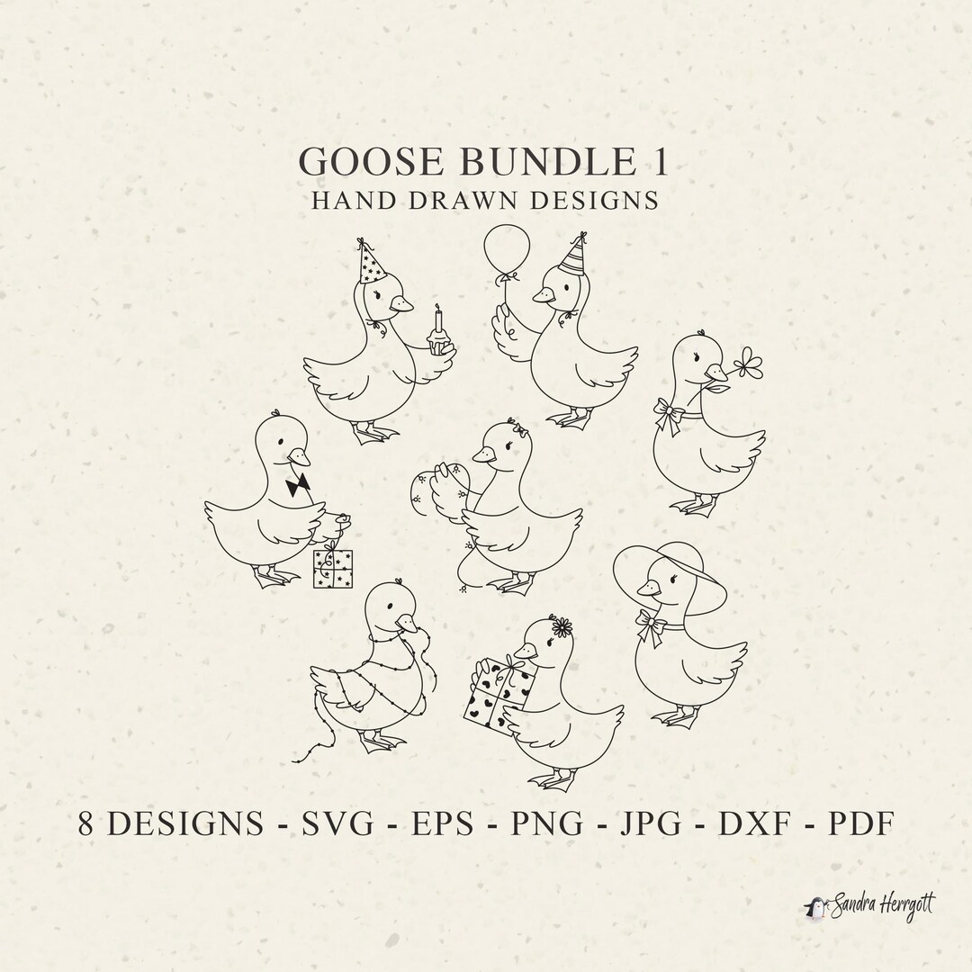 Birthday Goose Plotter File Svg Dxf Png Jpg Pdf Bird Cricut Animal ...