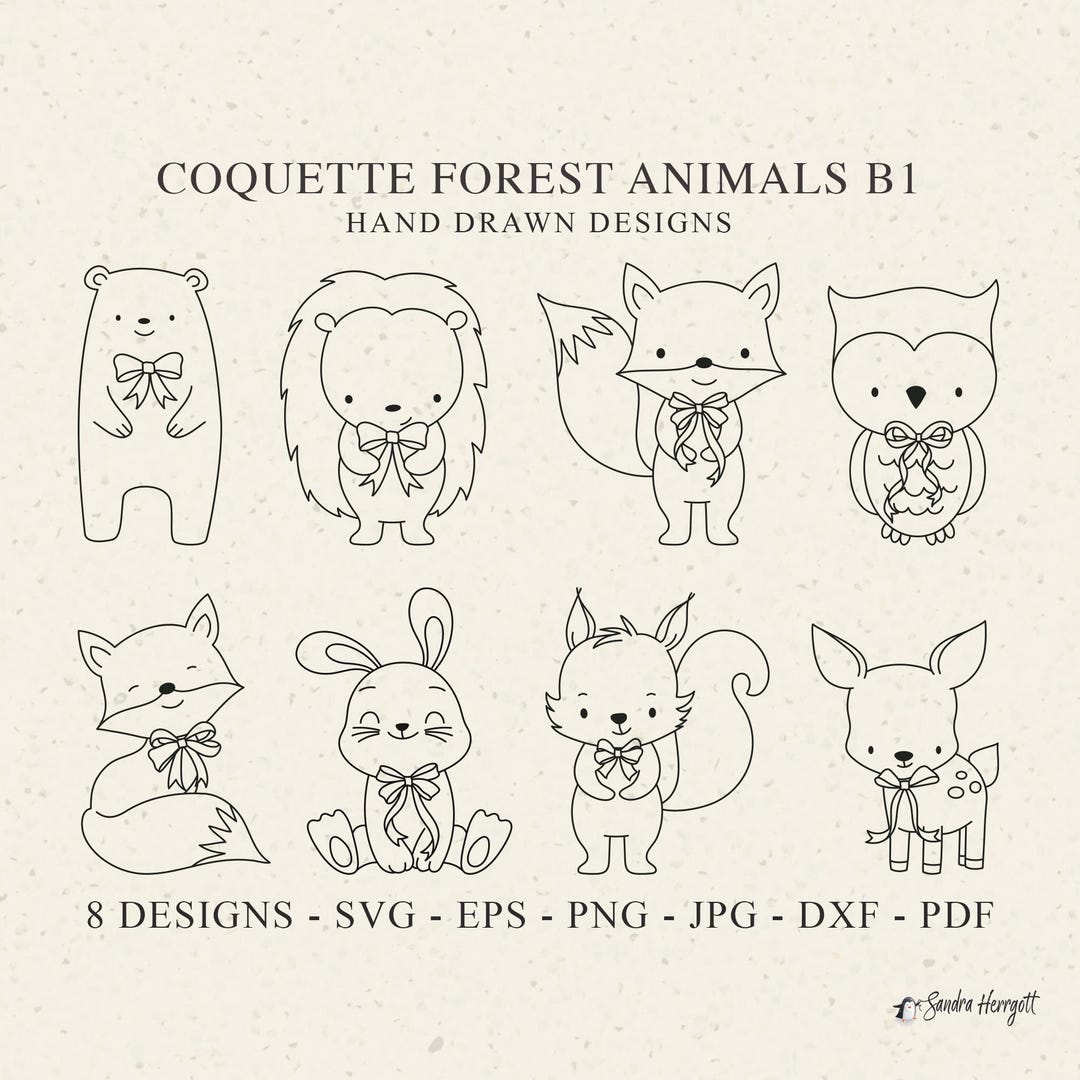 Coquette Forest Animal Plotter File Svg Dxf Png Jpg Cute Aussi Baby Fox ...