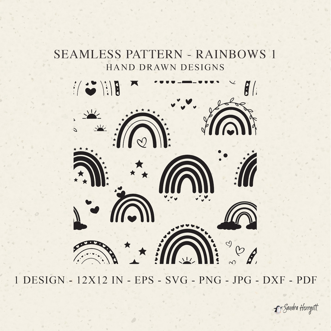 Rainbow Seamless Pattern Svg Dxf Png Eps Jpg Pdf Celestial Cricut ...