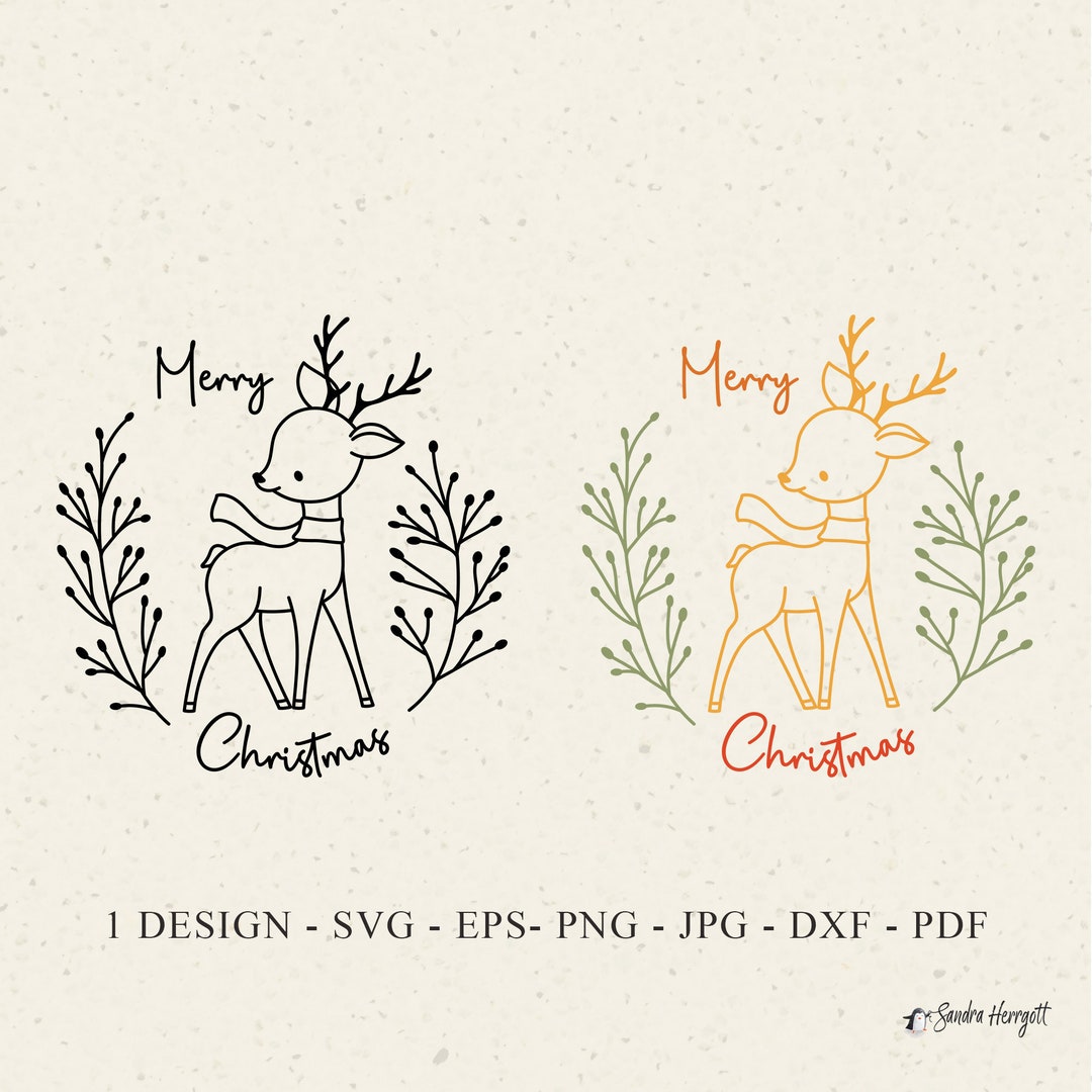 Merry Christmas Deer Plotter File Svg Dxf Png Jpg Pdf Xmas Cricut Baby ...