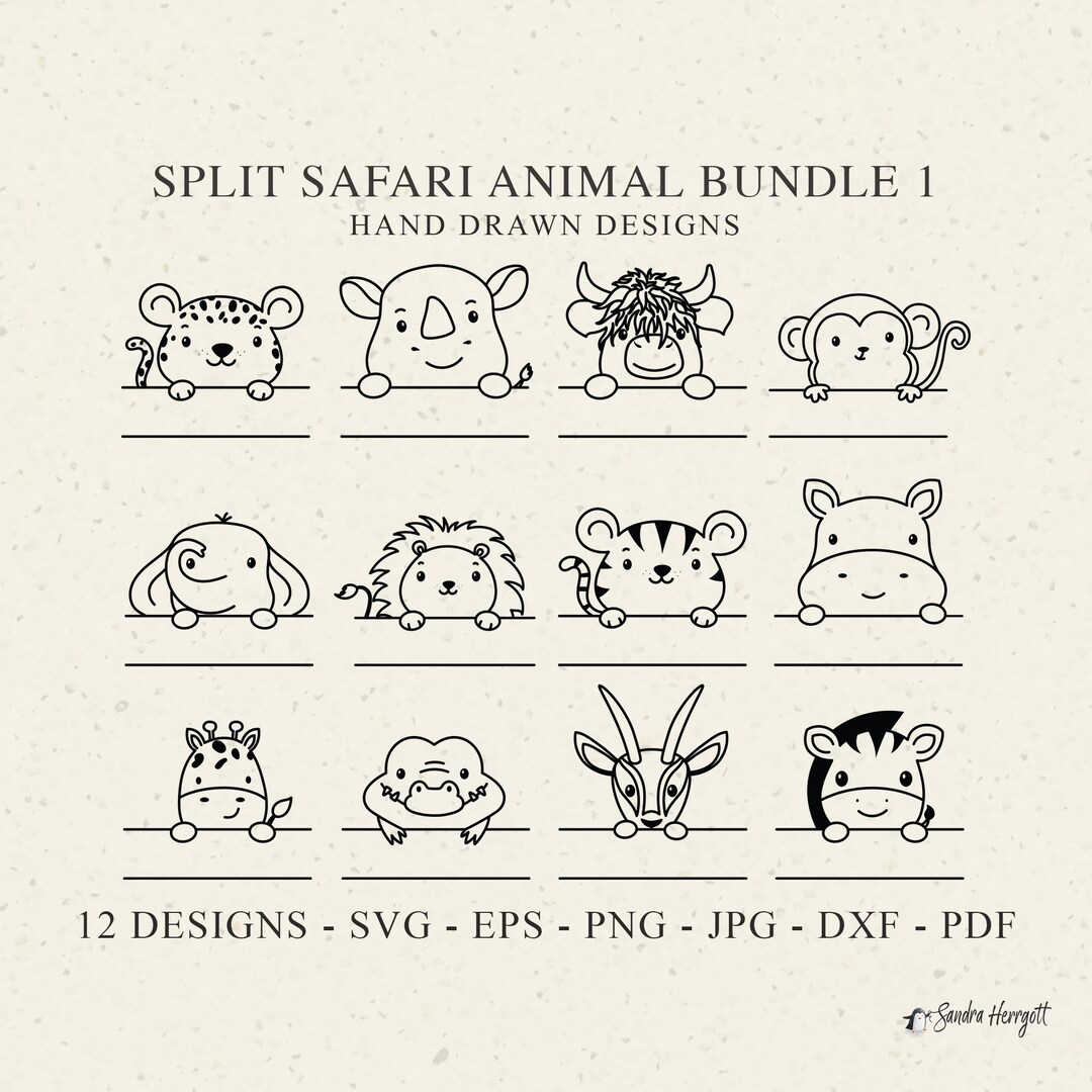 Safari Split Animal Plotter File Svg Dxf Png Pdf Jungle Cricut Tiger ...