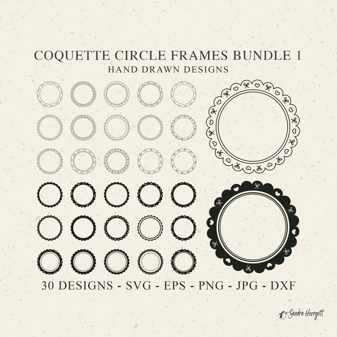 Ribbon Circle Frame Plotter File Svg Dxf Png Jpg Pdf Eps Coquette Bow ...