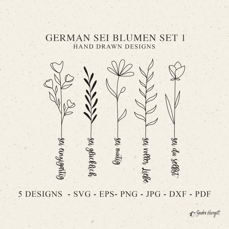 GERMAN Sei Wildblumen Plotterdatei svg dxf png jpg pdf Floral - Etsy.de