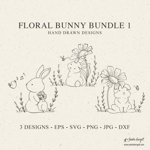 Rabbit SVG Floral Bunny Clipart Svg Files for Cricut - Etsy