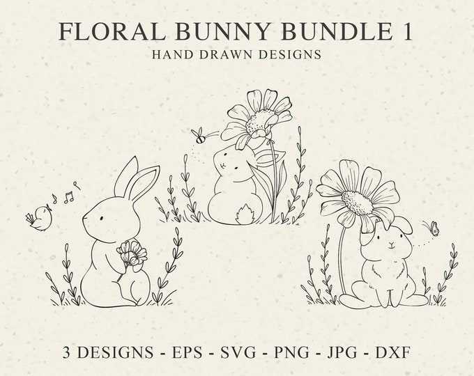Blumen Hase Plotterdatei SVG DXF PNG niedliche botanische Tier Blume ...