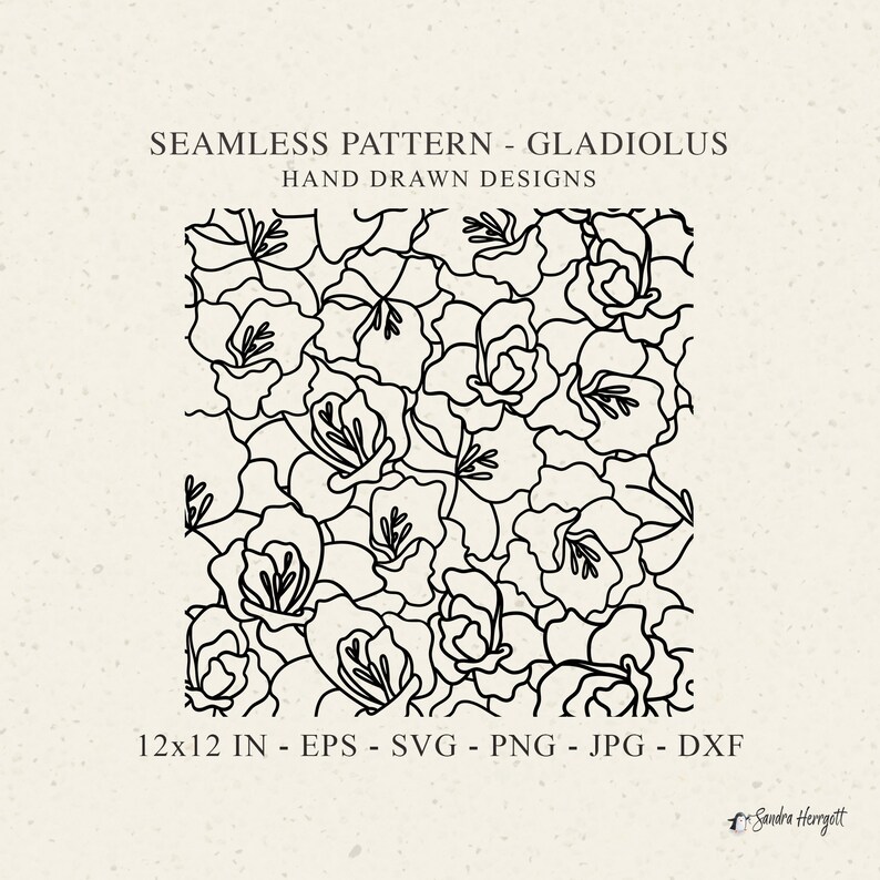 Floral Seamless Pattern SVG DXF PNG Eps Jpg Flower Cricut - Etsy