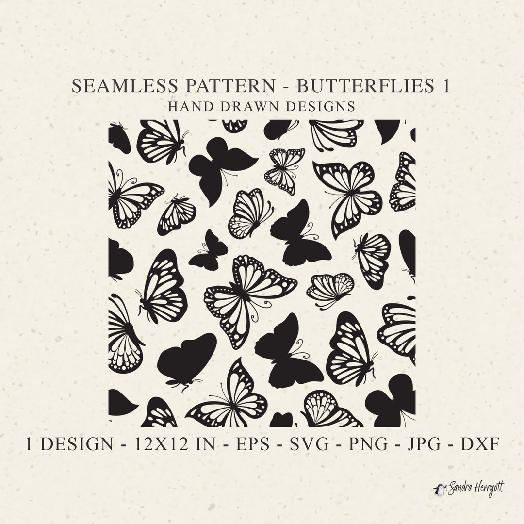 Butterfly Seamless Pattern SVG DXF PNG Eps Jpg Insect Cricut Background ...