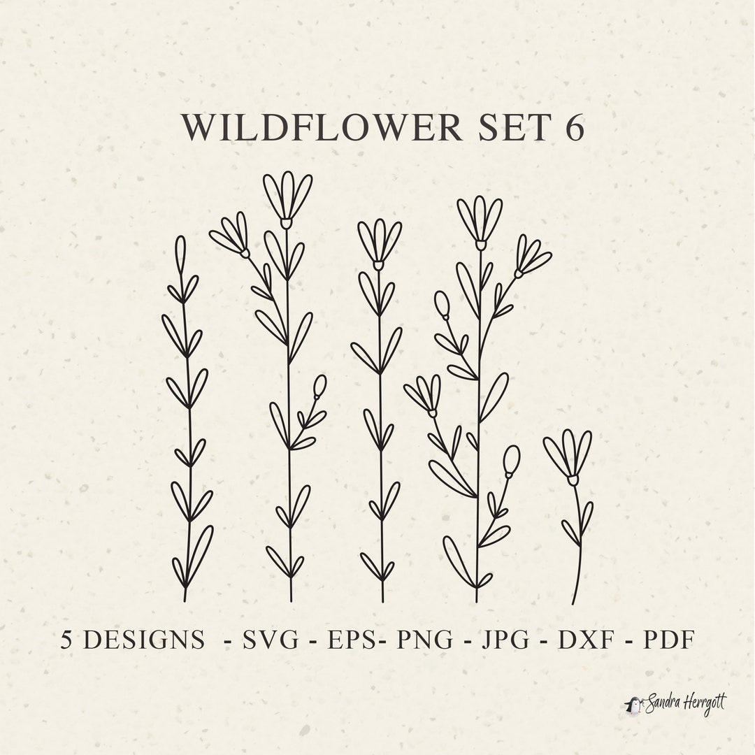 Wildflowers Set 6 Plotter File Svg Dxf Eps Png Jpg Pdf Floral Cricut ...