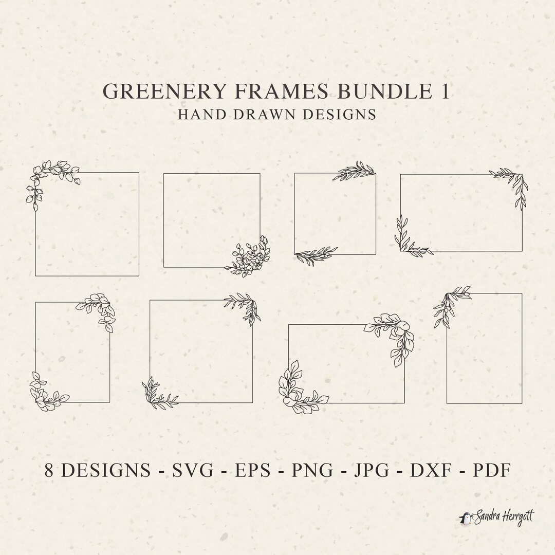 Greenery Frames Plotter File Svg Dxf Eps Png Jpg Pdf Plant Cricut ...