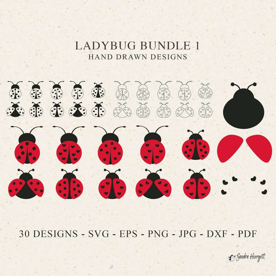 Cute Layered Ladybug Plotter Laser Cut File Svg Dxf Eps Png Jpg Pdf ...