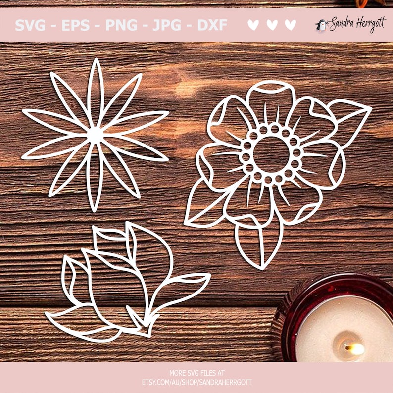 Blüte Plotterdatei SVG DXF PNG Floral Cricut Blume Silhouette - Etsy.de