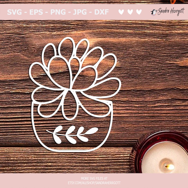 Succulent Pot Plant Plotter File SVG DXF PNG Cactus Cricut | Etsy