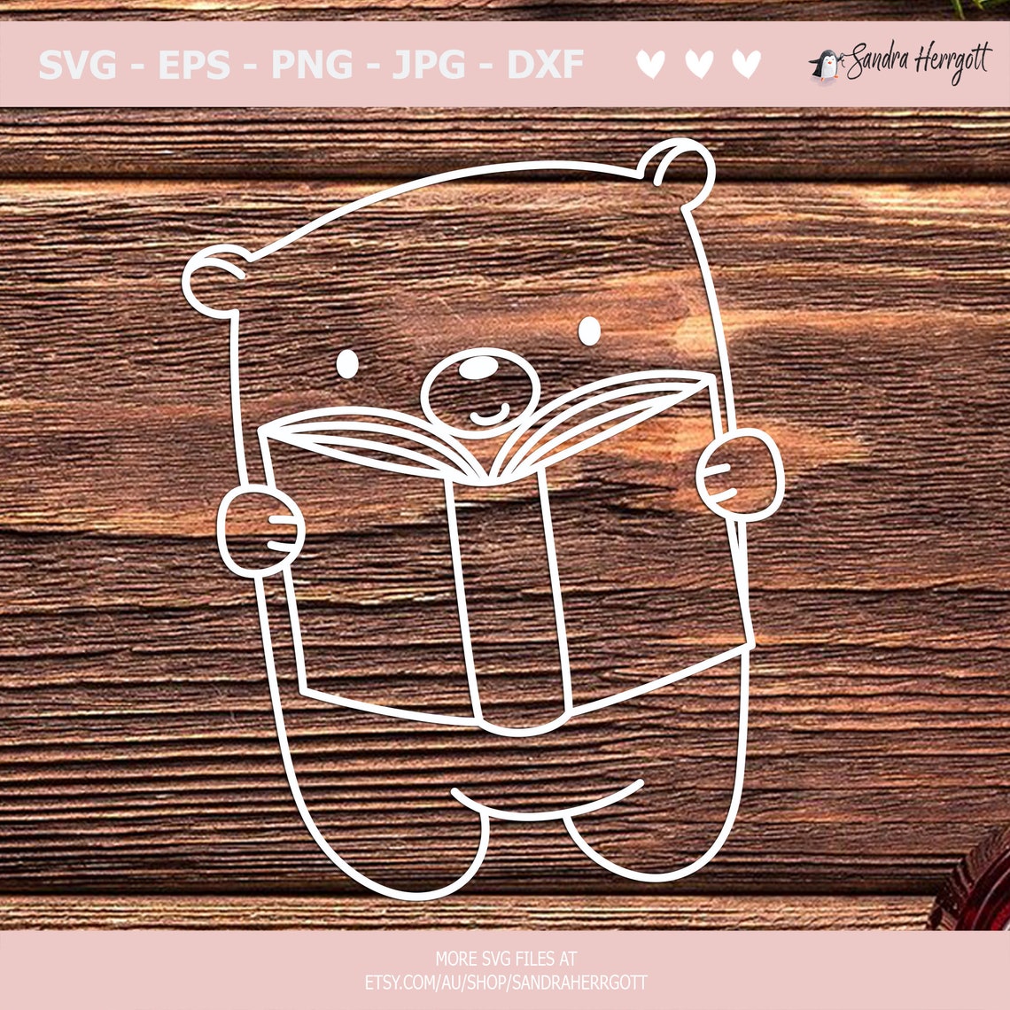 Animal Reading Plotter File Svg Dxf Png Eps Jpg Koala Bear Monkey Cat ...