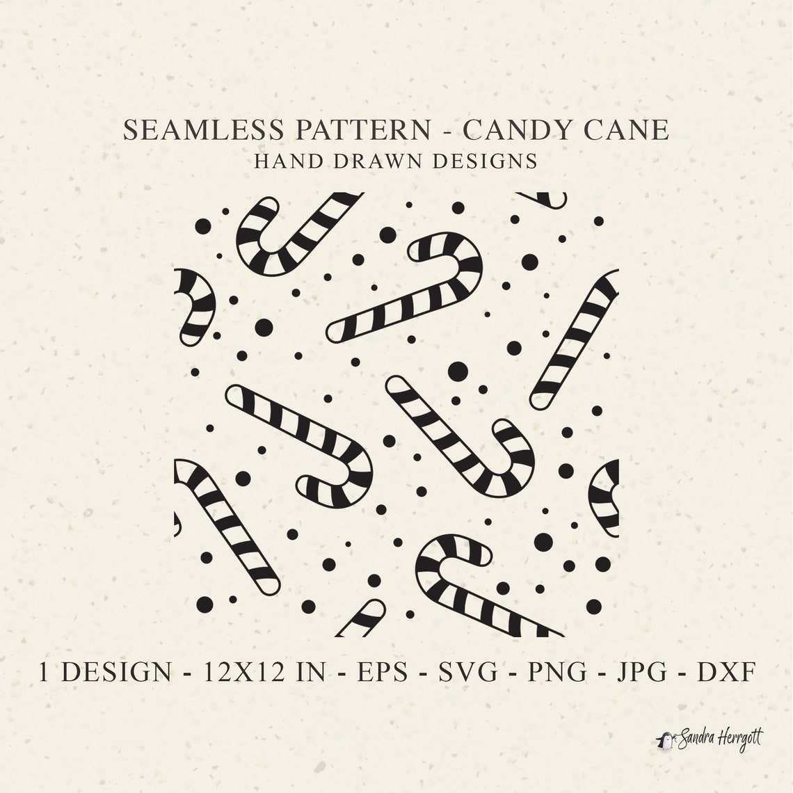 Candy Cane Seamless Pattern Svg Dxf Png Eps Jpg Christmas - Etsy