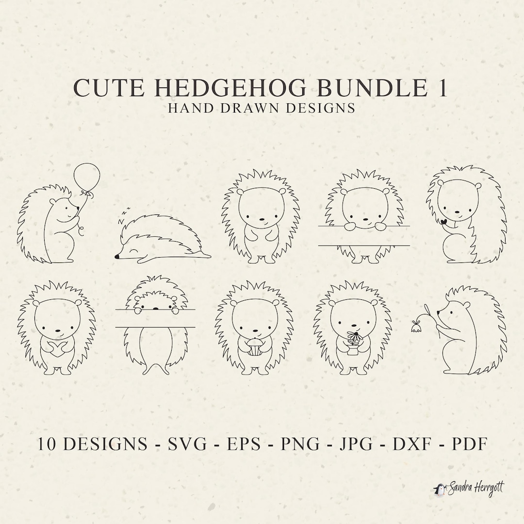 Cute Hedgehog Plotter File Svg Dxf Png Jpg Pdf Birthday Cricut Forest ...