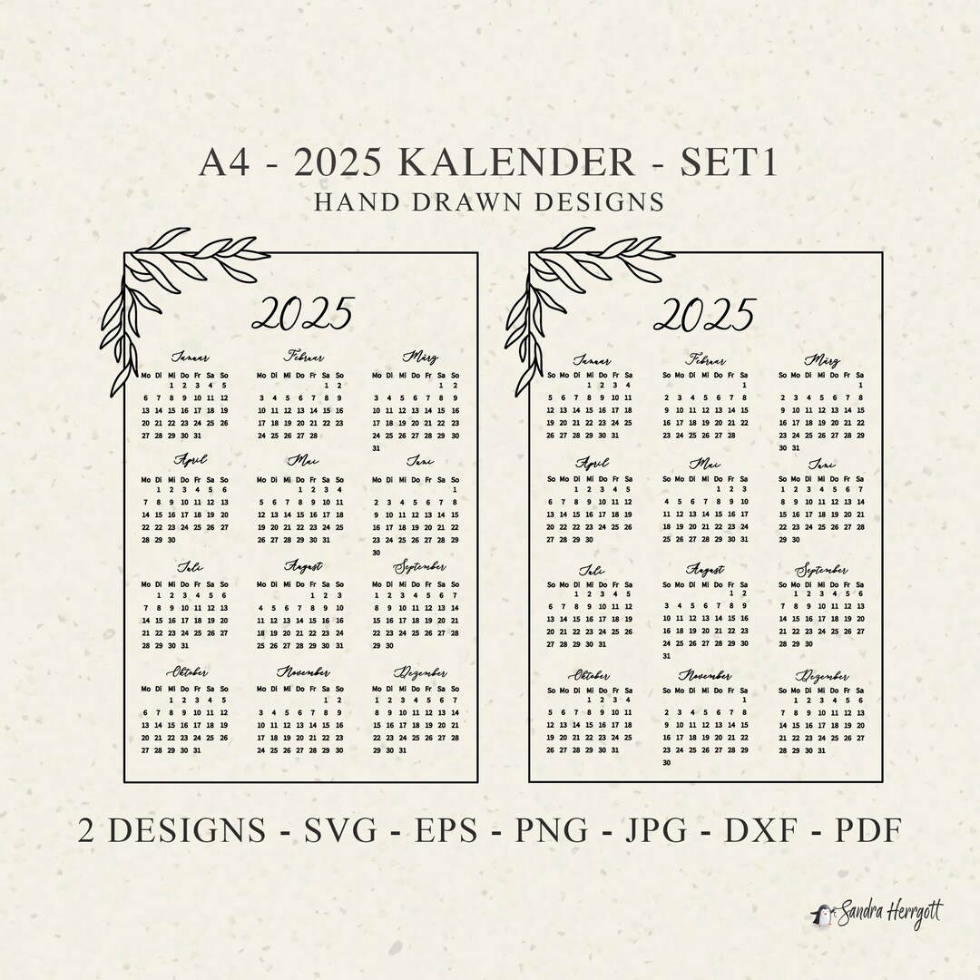 2025 Calendar Plotter File Svg Dxf Png Jpg Eps Pdf Botanical Cricut ...