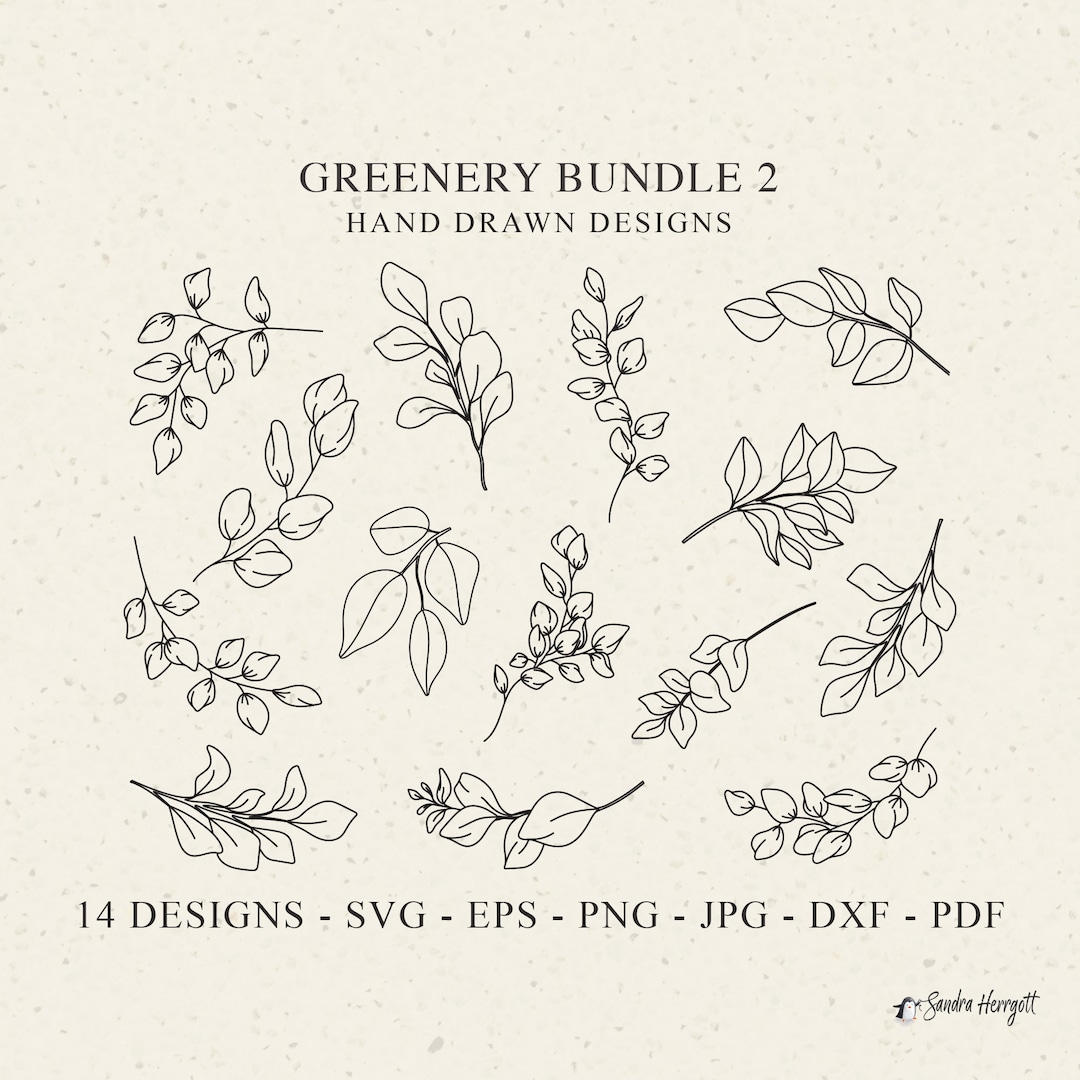 Greenery Plotter File Svg Dxf Png Eps Jpg Decorative Natural Leaf ...