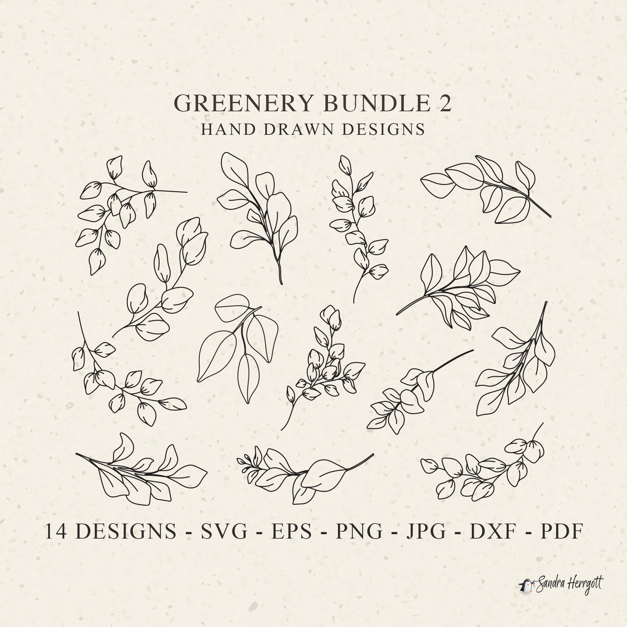 Greenery Plotter File Svg Dxf Png Eps Jpg Decorative Natural Leaf ...
