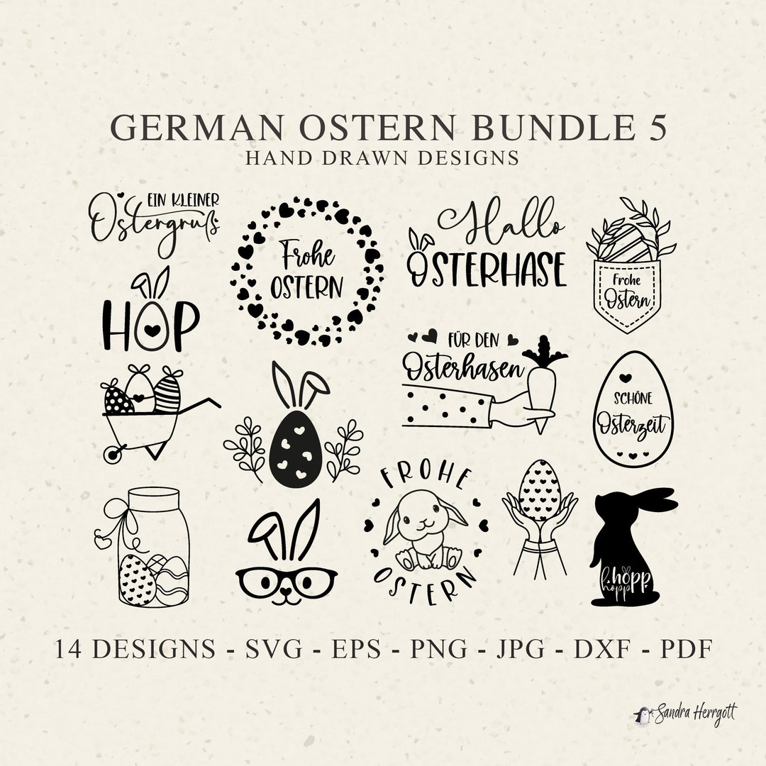 German Frohe Ostern Plotter File Svg Dxf Png Jpg Pdf Spring Bunny ...