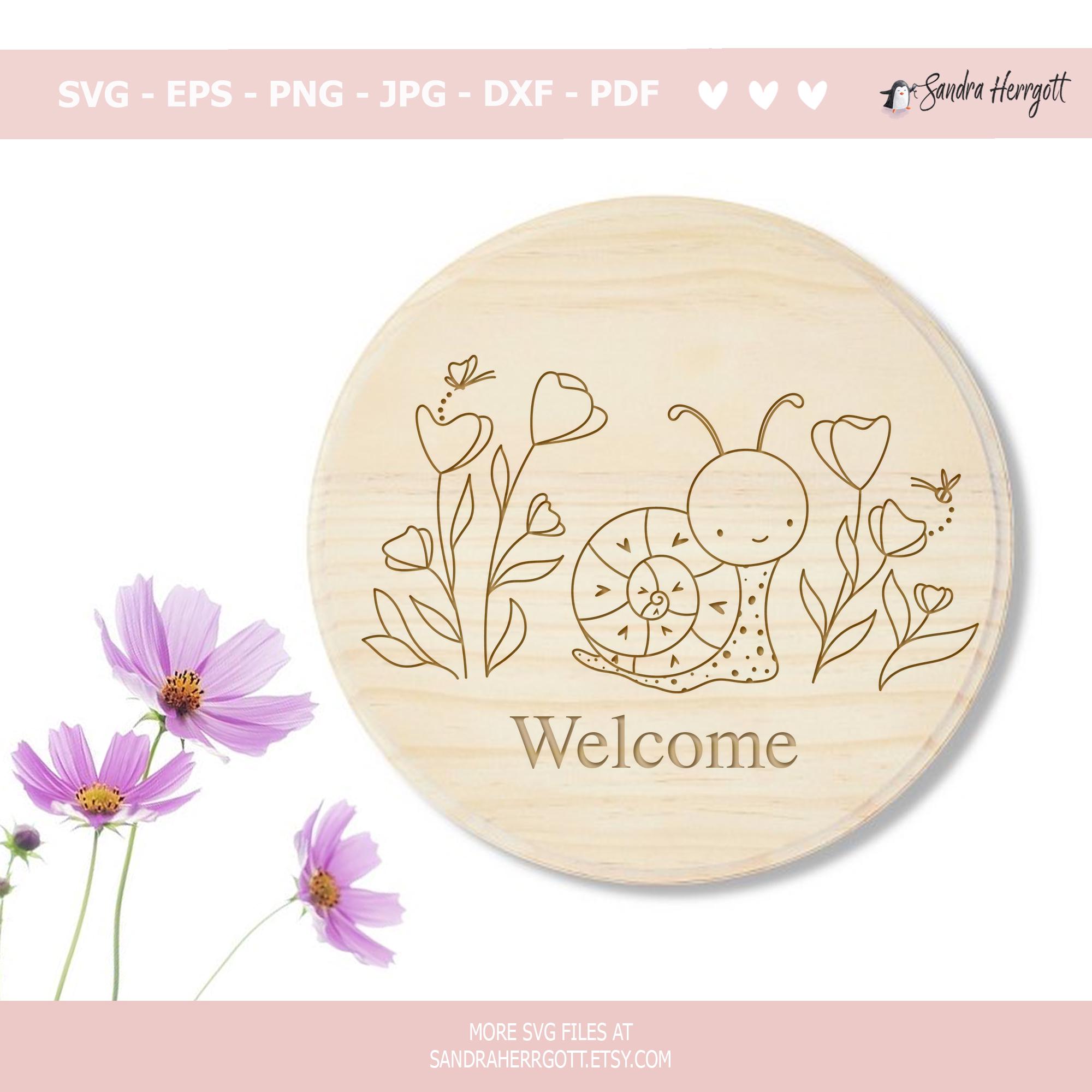 Floral Snail Plotter File Svg Dxf Eps Png Jpg Baby Animal Cricut Meadow ...