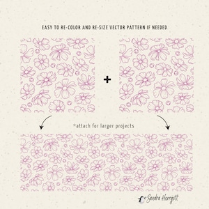 Cosmos Flower Seamless Pattern Svg Dxf PNG EPS Botanical Cricut ...