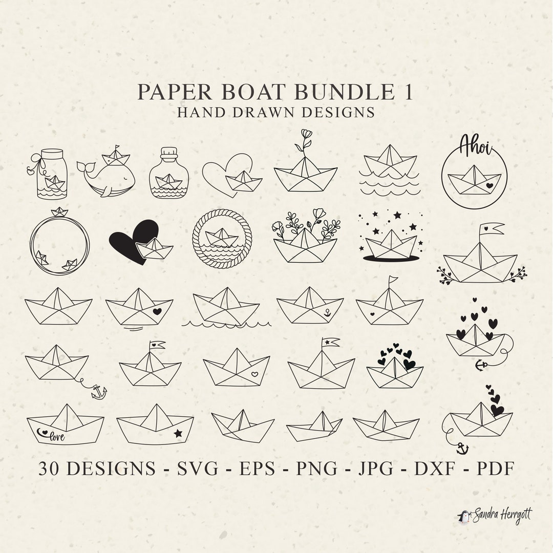Papierboot Plotterdatei SVG Dxf Png Eps Pdf Jpg Wale Cricut - Etsy.de