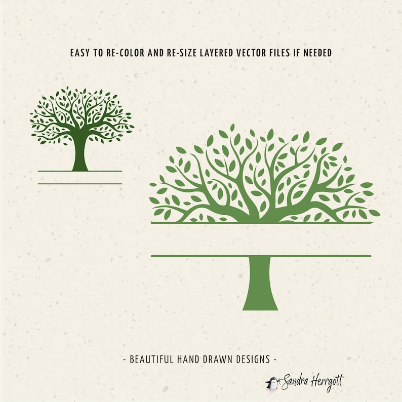 Split Tree Plotter File SVG DXF PNG Oak Cricut Family Olive - Etsy