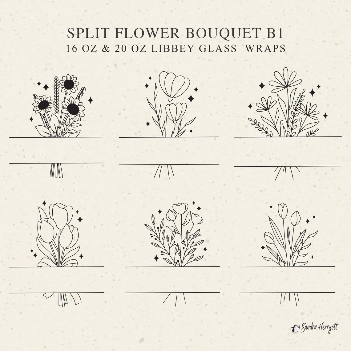 Split Flower Bouquet LIBBEY GLASS Svg Png 16 & 20 Oz Botanical Can Cup ...