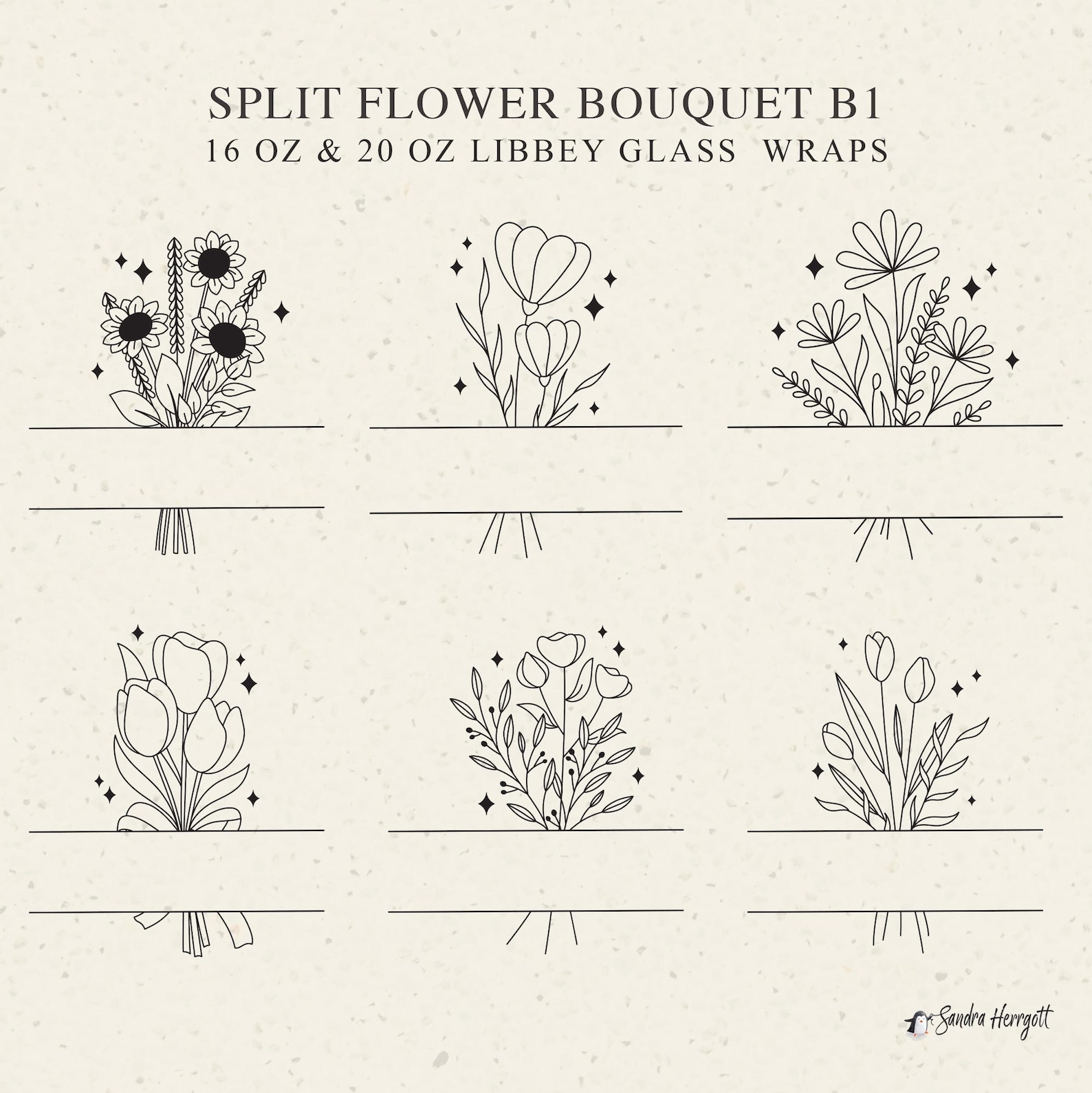 Split Flower Bouquet LIBBEY GLASS Svg Png 16 & 20 Oz Botanical Can Cup ...