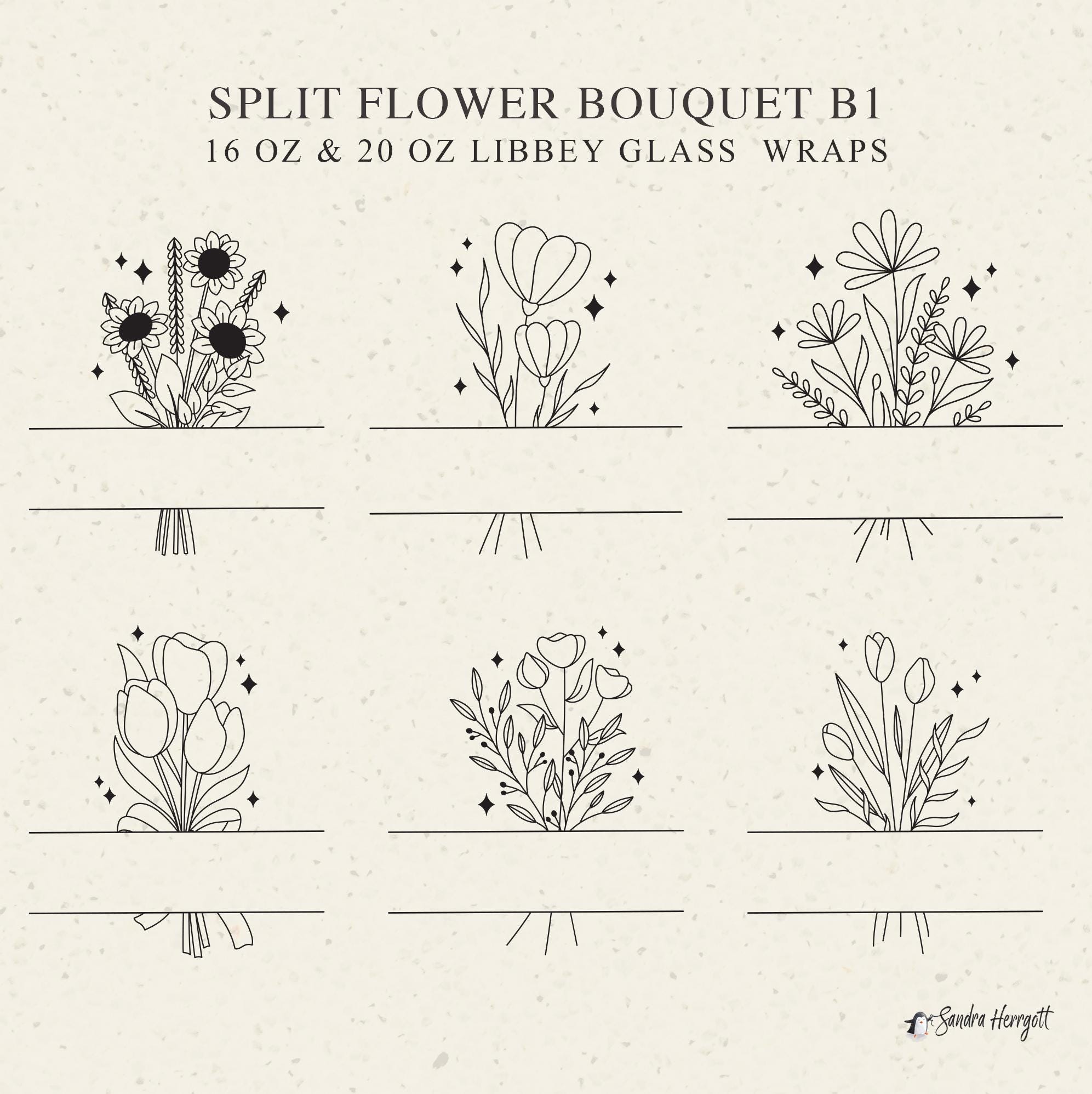 Split Flower Bouquet LIBBEY GLASS Svg Png 16 & 20 Oz Botanical Can Cup ...