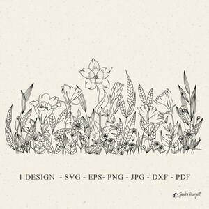Wildflower Meadow Plotter File Svg Dxf Eps Png Jpg Pdf Botanical Cricut ...