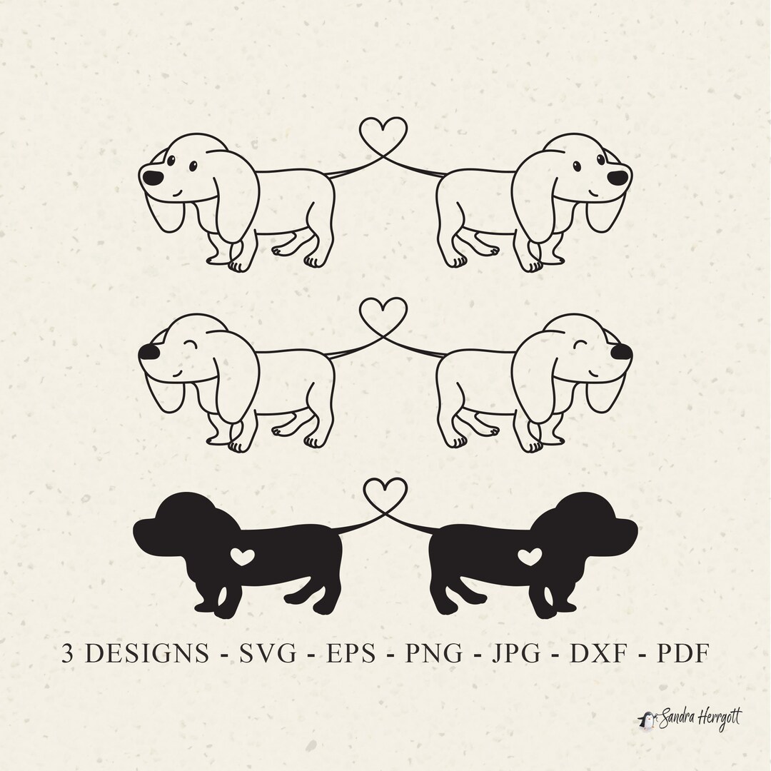 Dachshund Couple Plotter File Svg Dxf Png Jpg Pdf Cute Dog Cricut Puppy ...
